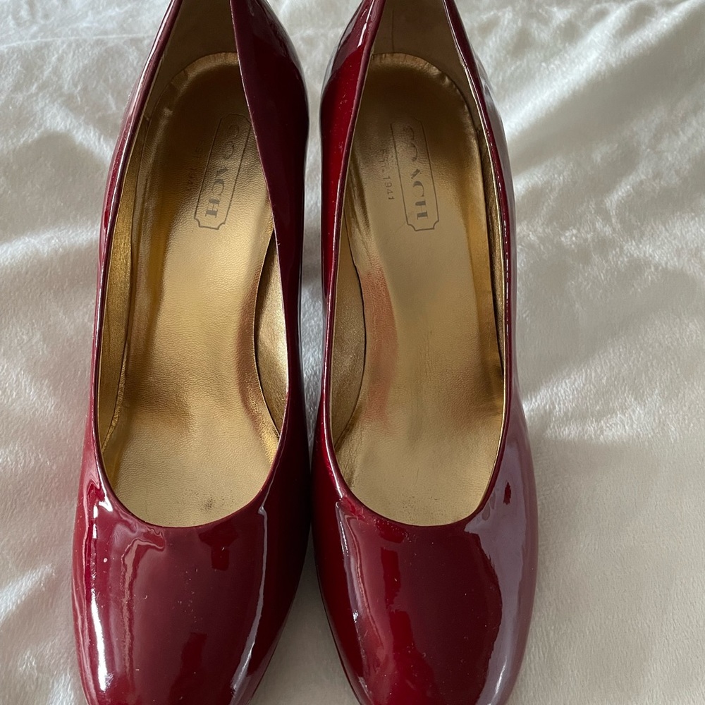 Coach Red Patent Leather Platform Heels - Gem